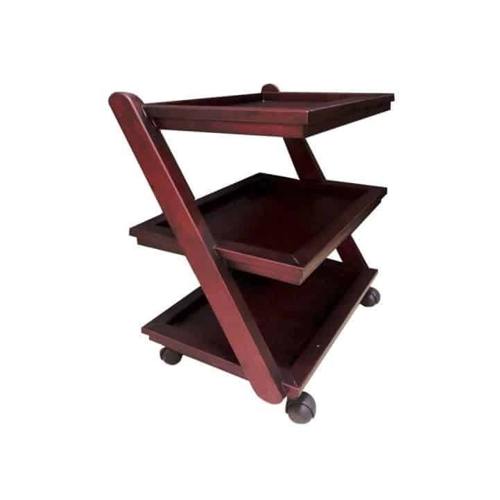 Timber Trolley on Wheel 3 Layers with 2 Drawers (TR3) - Thai Therapy